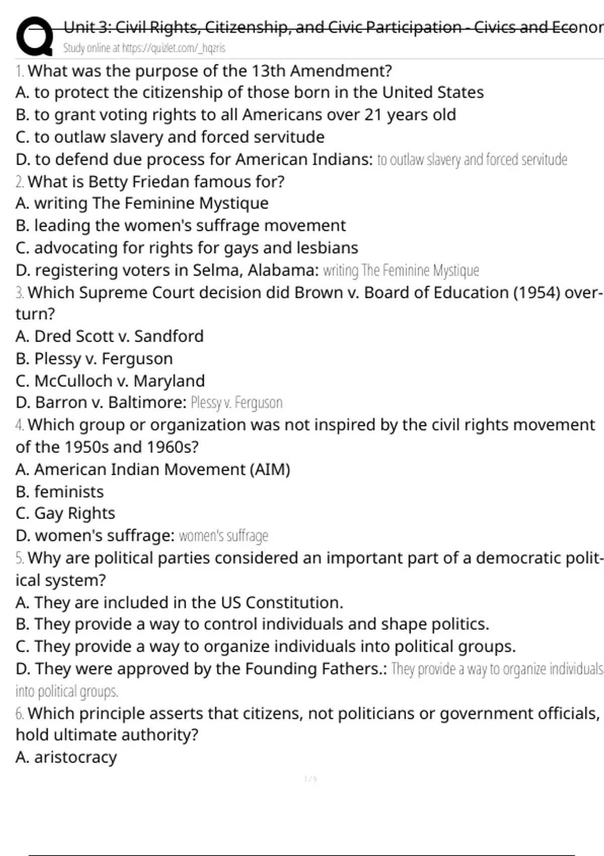 Unit 3: Civil Rights, Citizenship, and Civic Participation - Civics and ...