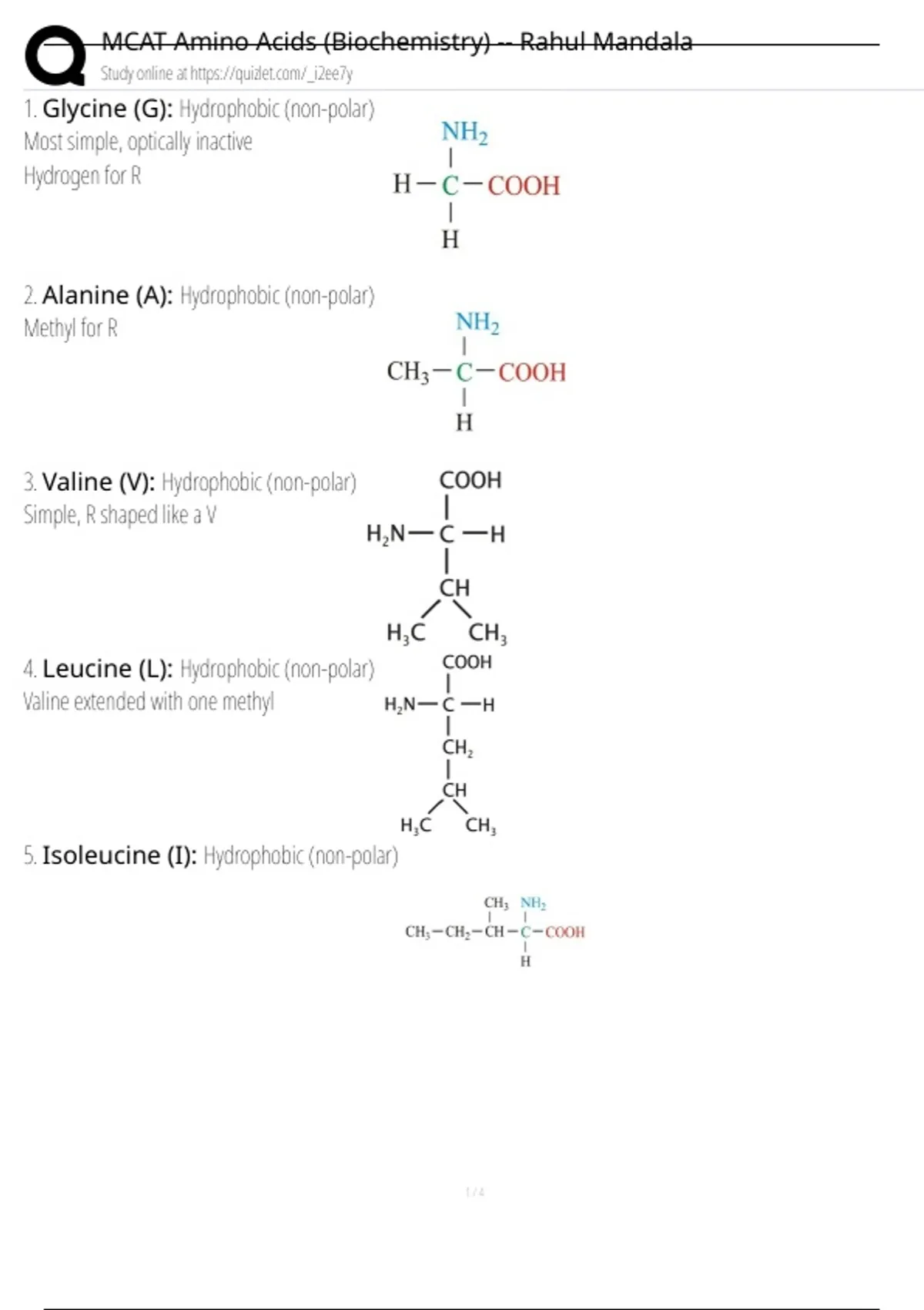 MCAT Amino Acids (Biochemistry) -- Rahul Mandala Exam Questions and ...