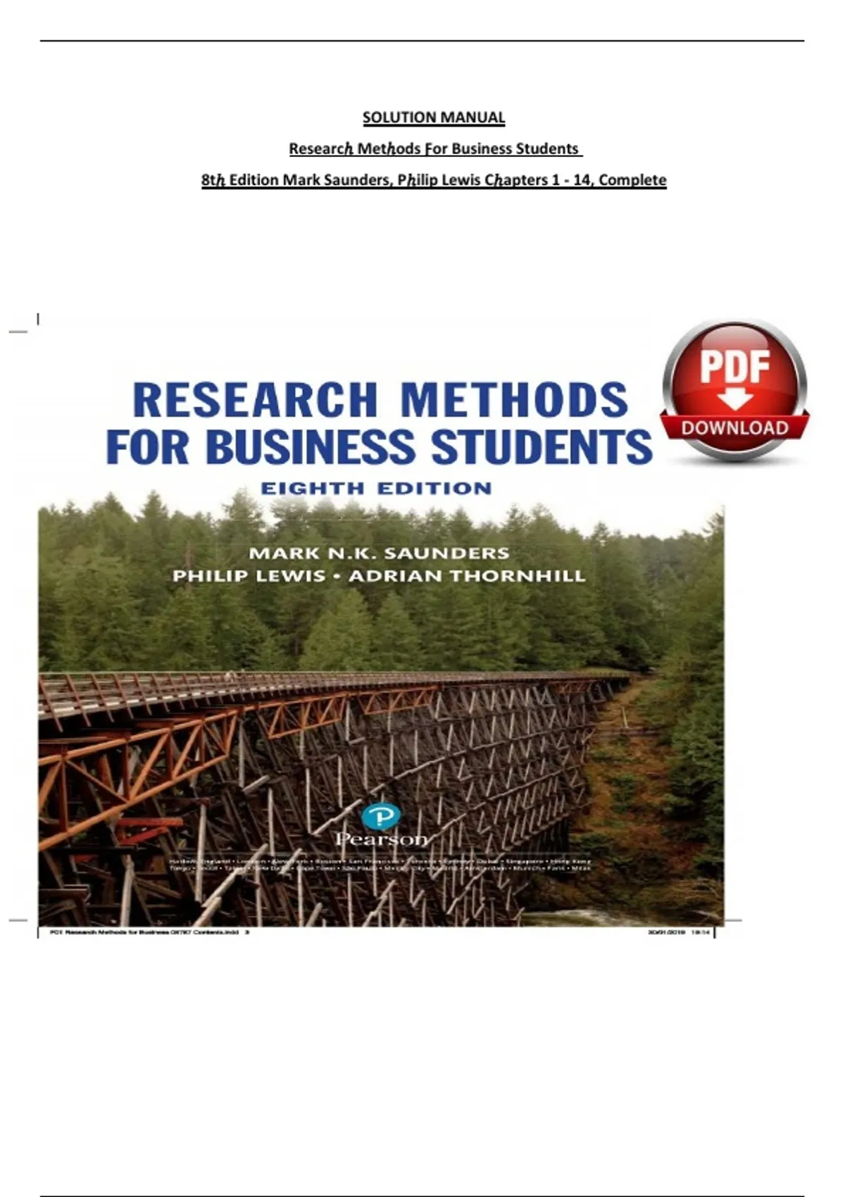 Full Solution Manual — Research Methods for Business Students (8th Edition) by Mark Saunders ...