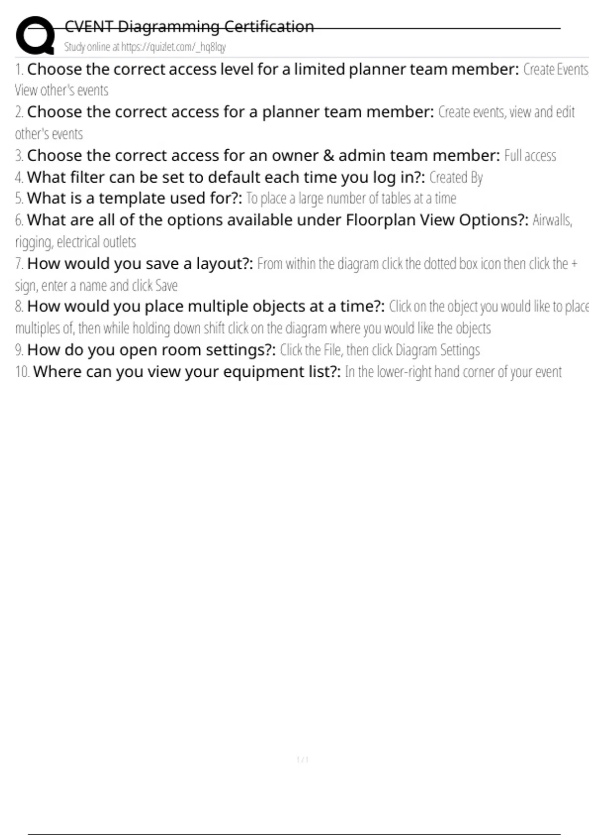 CVENT Diagramming Certification Exam Questions and Answers 100% Pass |Verified & Updated|ACTUAL ...