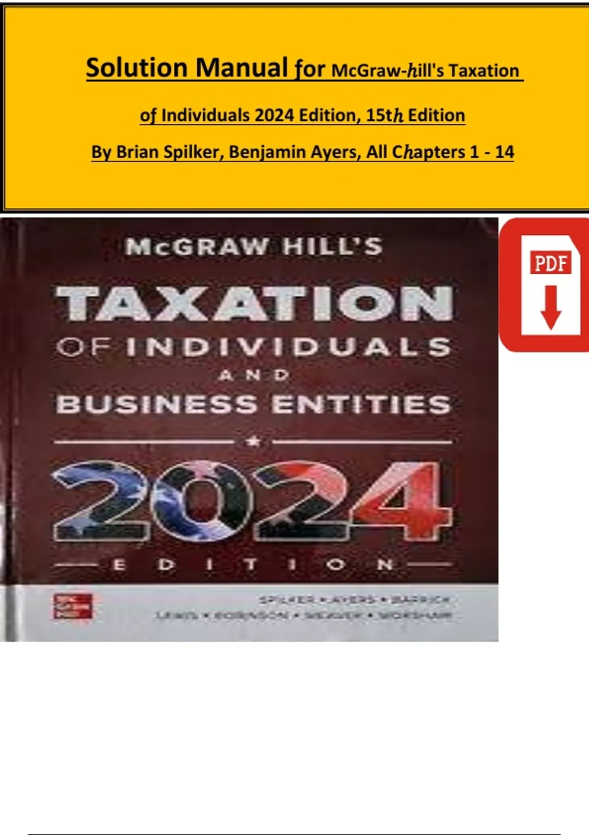 Full Solution Manual Solution Manual for McGraw-Hill’s Taxation of ...