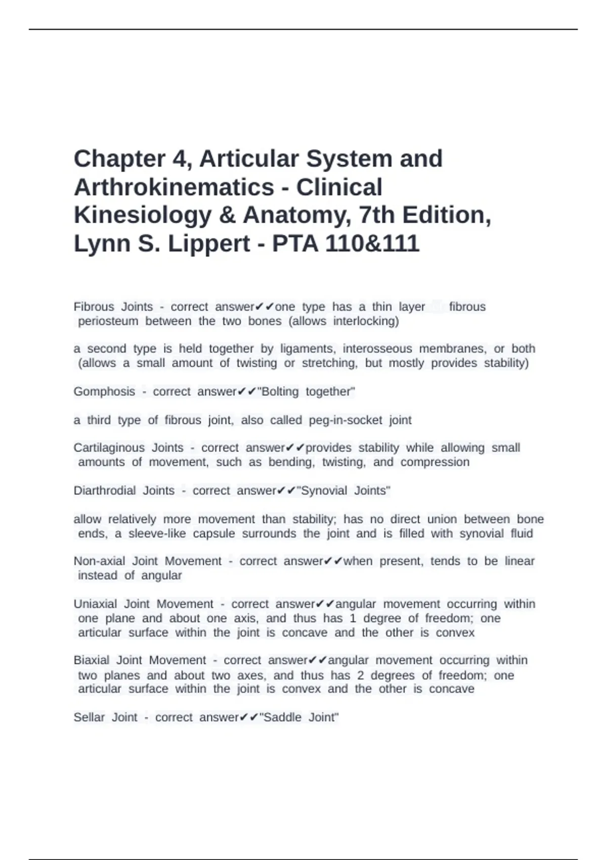 Chapter 4, Articular System and Arthrokinematics - Clinical Kinesiology ...