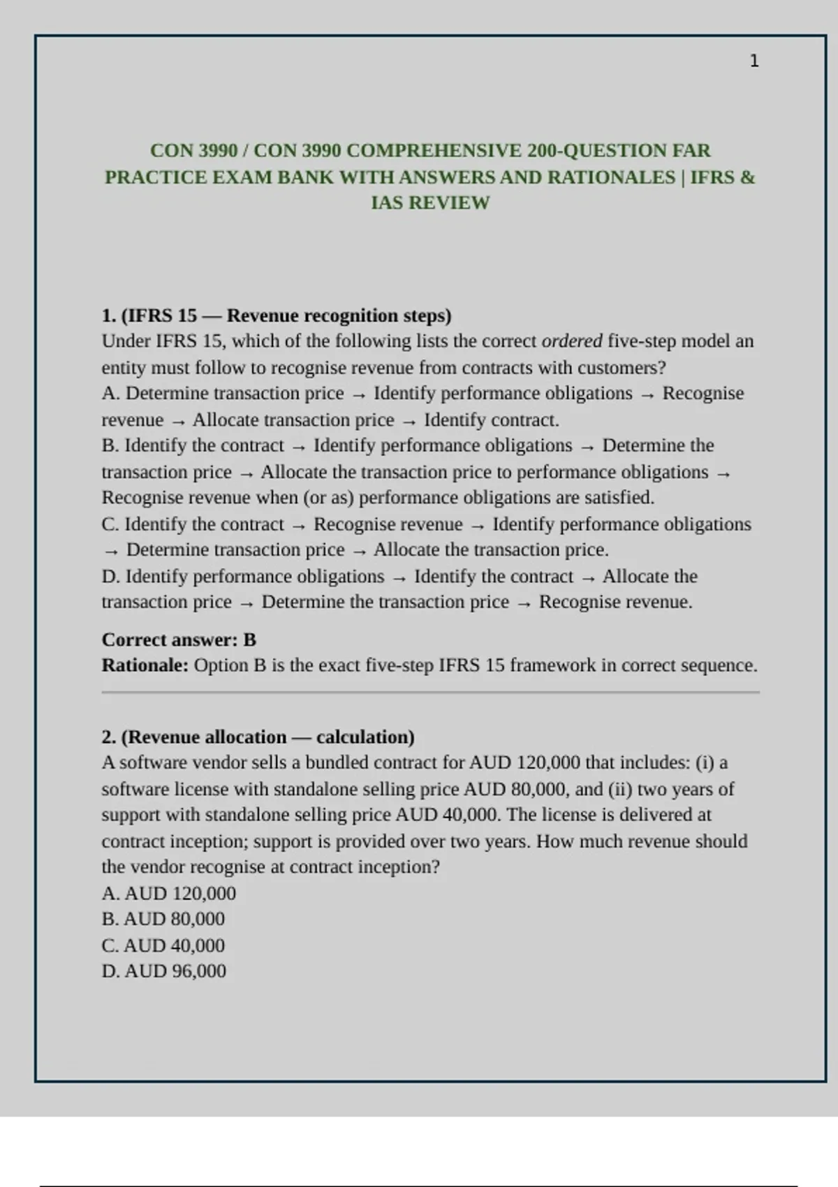 Comprehensive 200-Question FAR Practice Exam Bank with Answers and ...