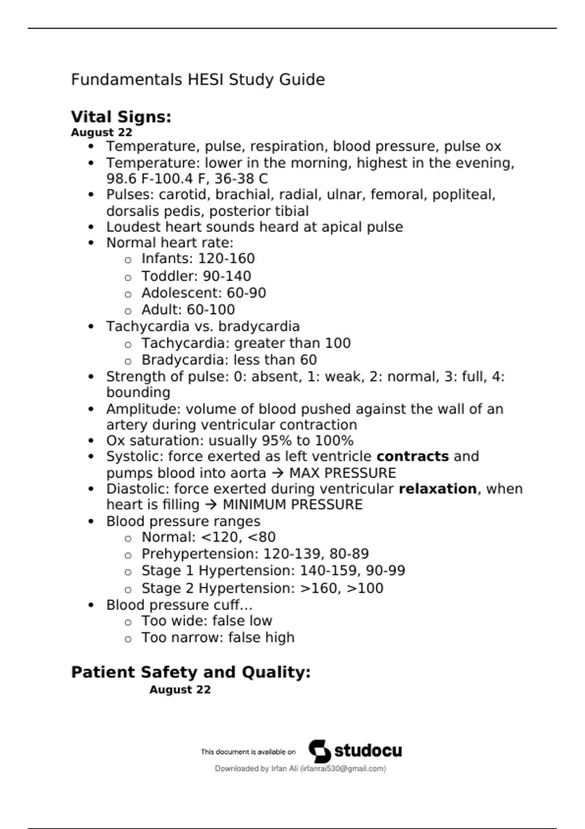 Fundamentals HESI Study Guide 2025 | Vital Signs, Infection Control ...