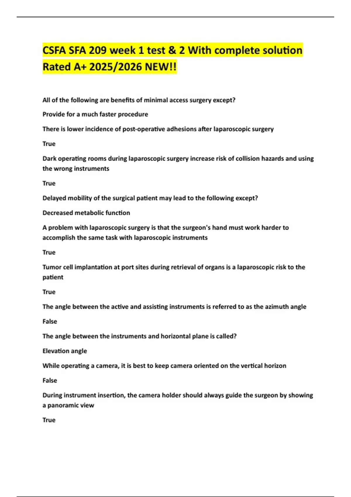 CSFA SFA 209 week 1 test & 2 With complete solution Rated A+ 2025/2026 ...