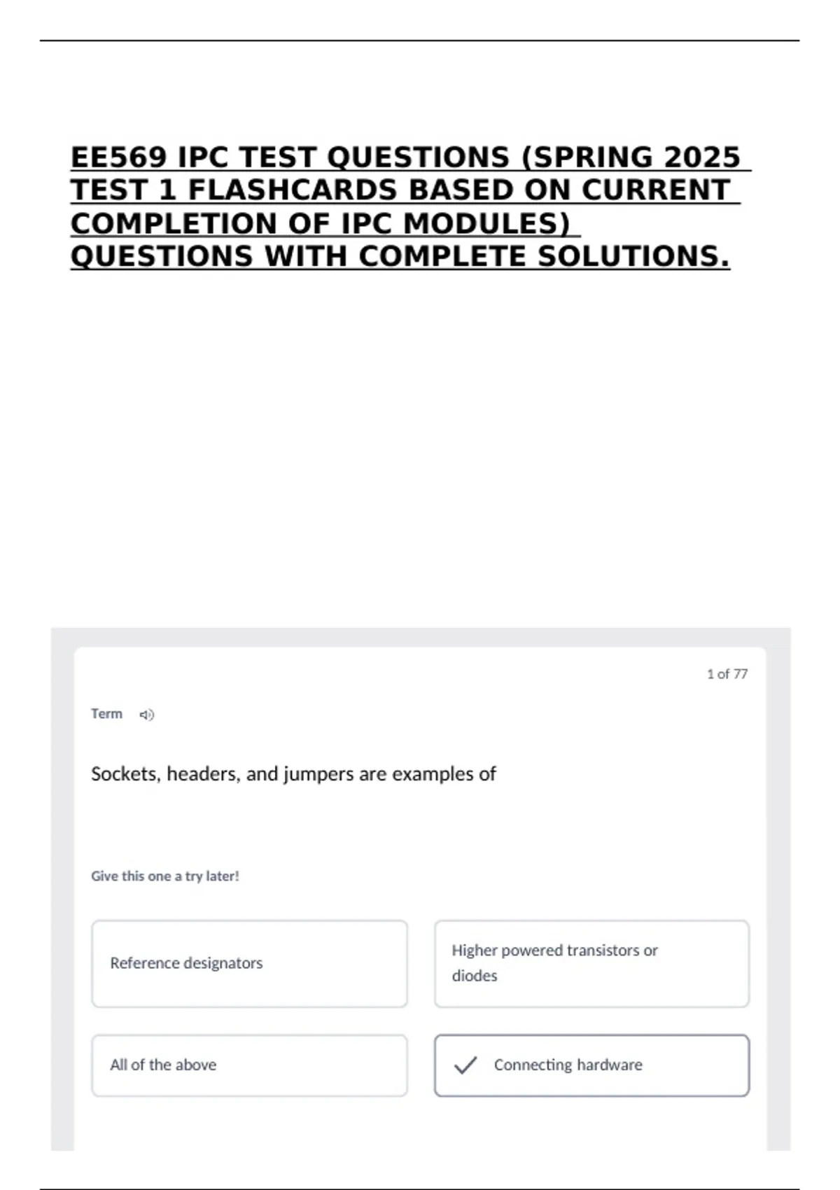 EE569 IPC TEST QUESTIONS (SPRING 2025 TEST 1 FLASHCARDS BASED ON ...