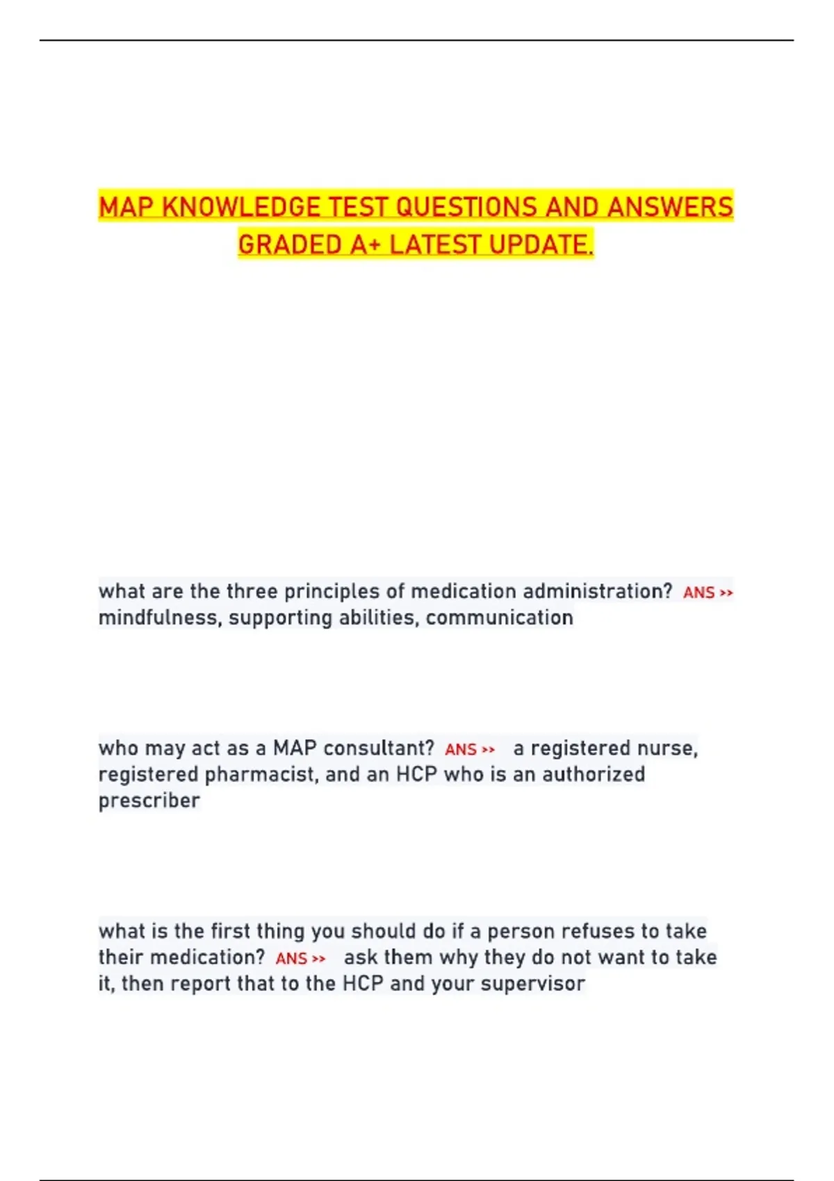 Map Knowledge Test | Latest Updated Questions and Answers | Verified A+ ...