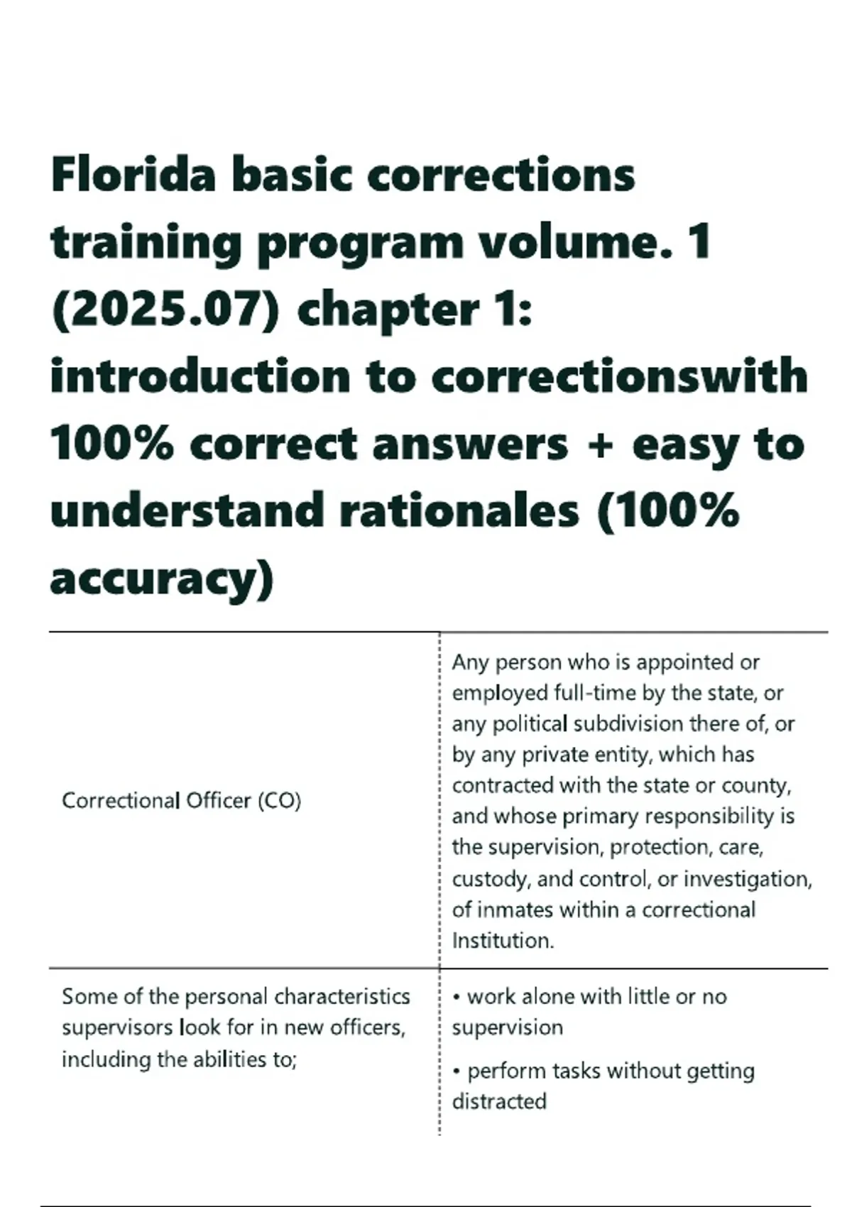 Florida basic corrections training program volume. 1 (2025.07) chapter ...
