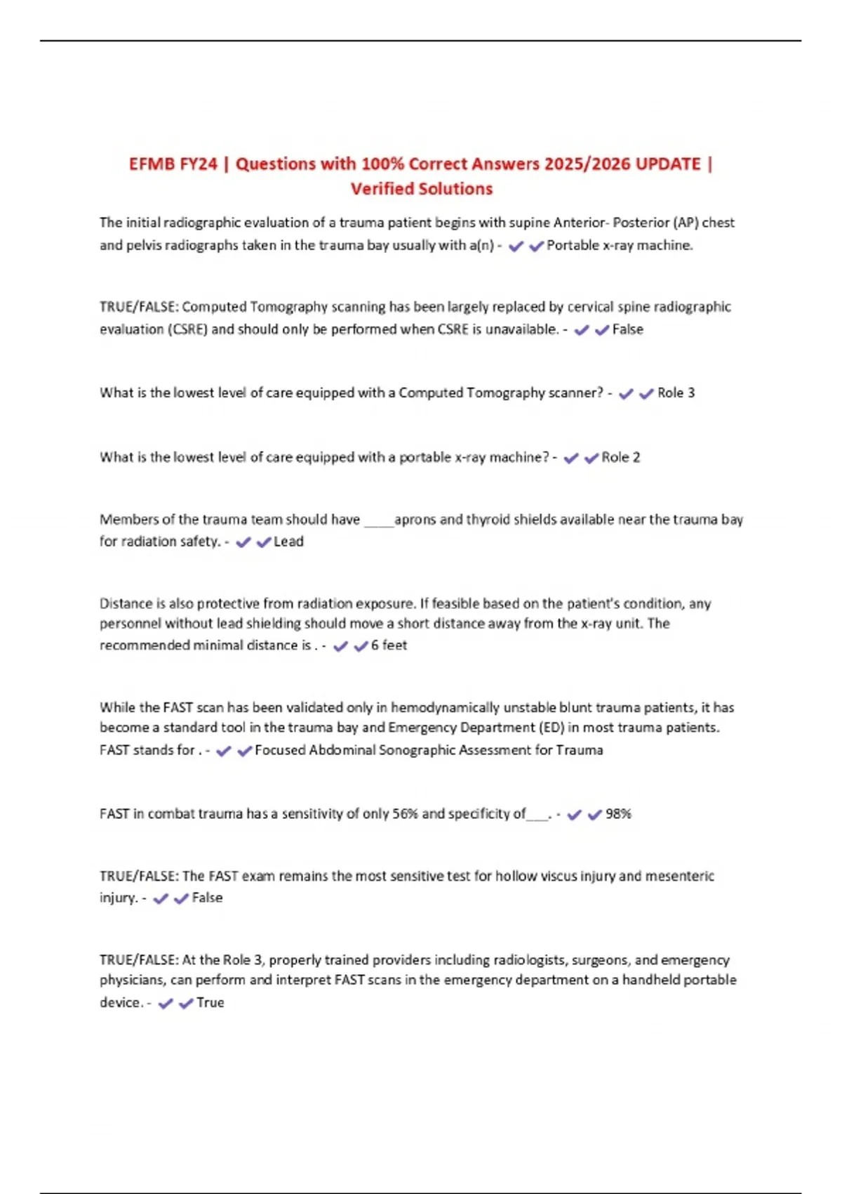 EFMB FY24 | Questions with 100% Correct Answers 2025/2026 UPDATE ...