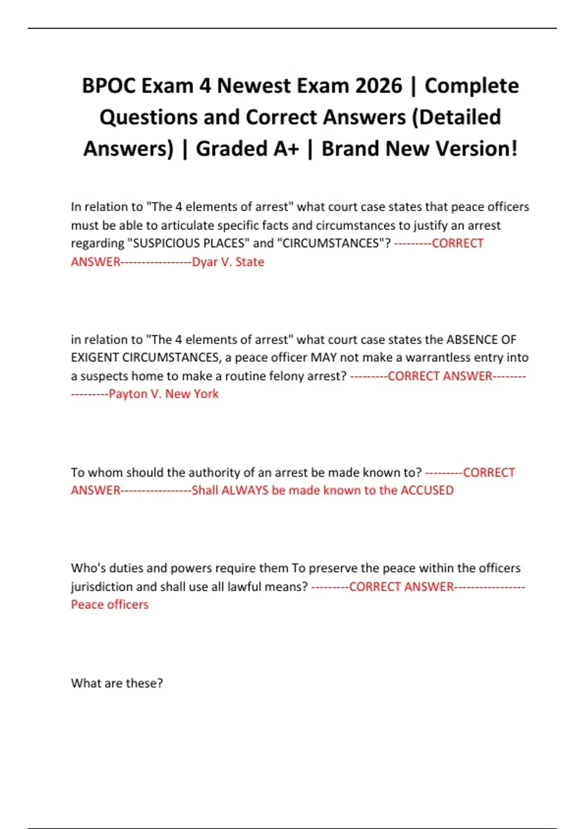 BPOC Exam 4 Newest Exam 2026 | Complete Questions and Correct Answers ...
