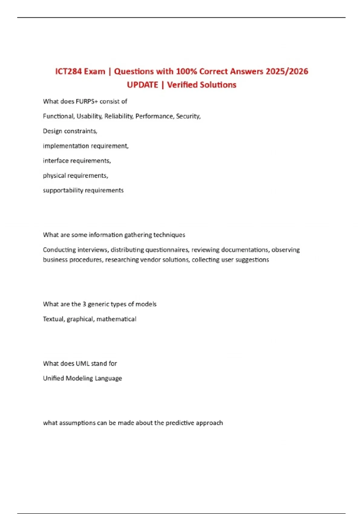 ICT284 Exam | Questions with 100% Correct Answers 2025/2026 UPDATE ...