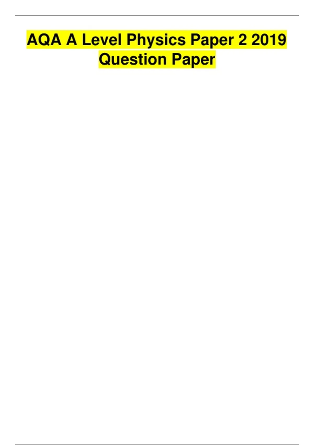 Summary AQA A Level Physics Paper 2 2026 | Verified Question Paper ...