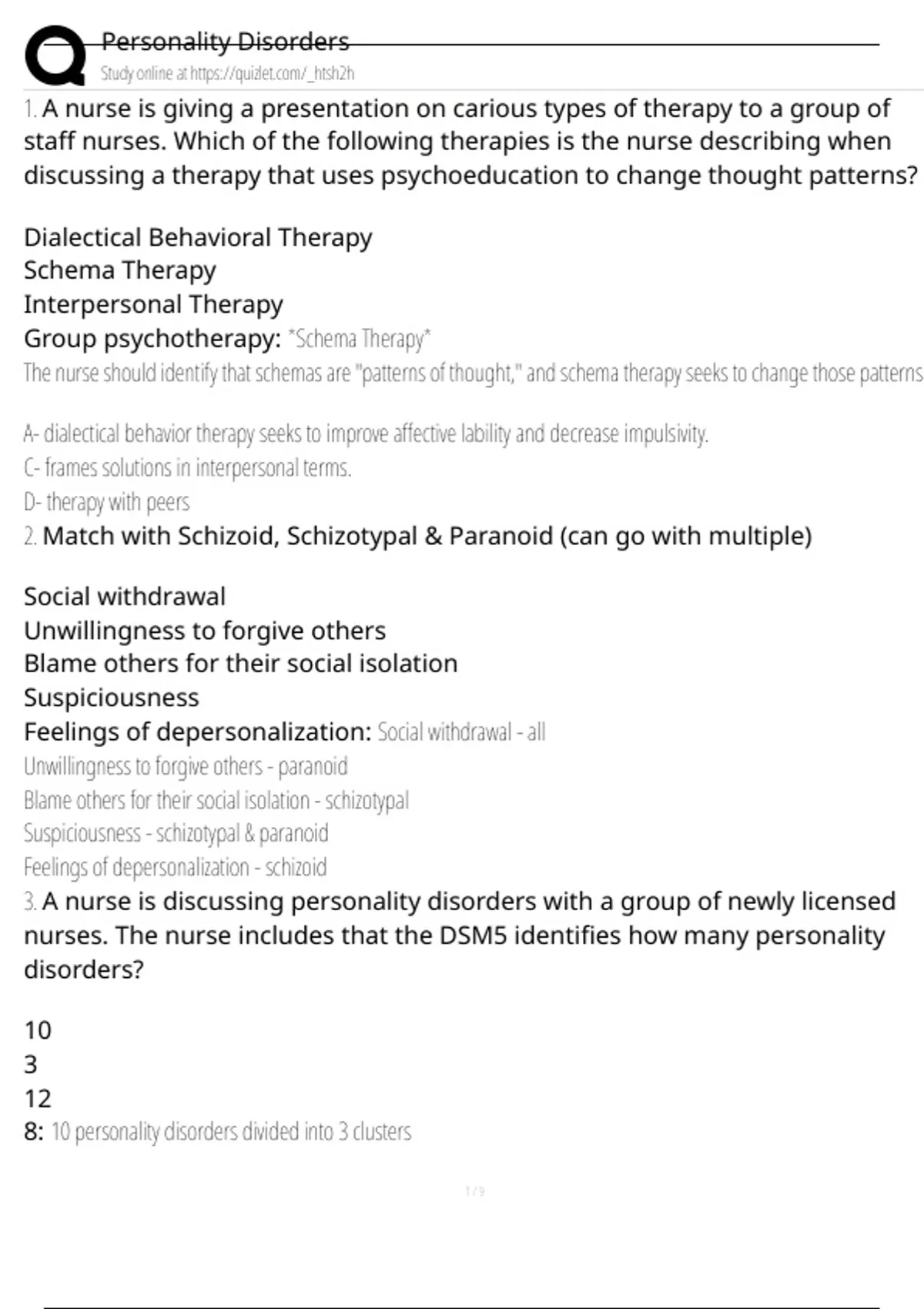 Personality Disorders Exam Questions and Answers 100% Pass |Already ...