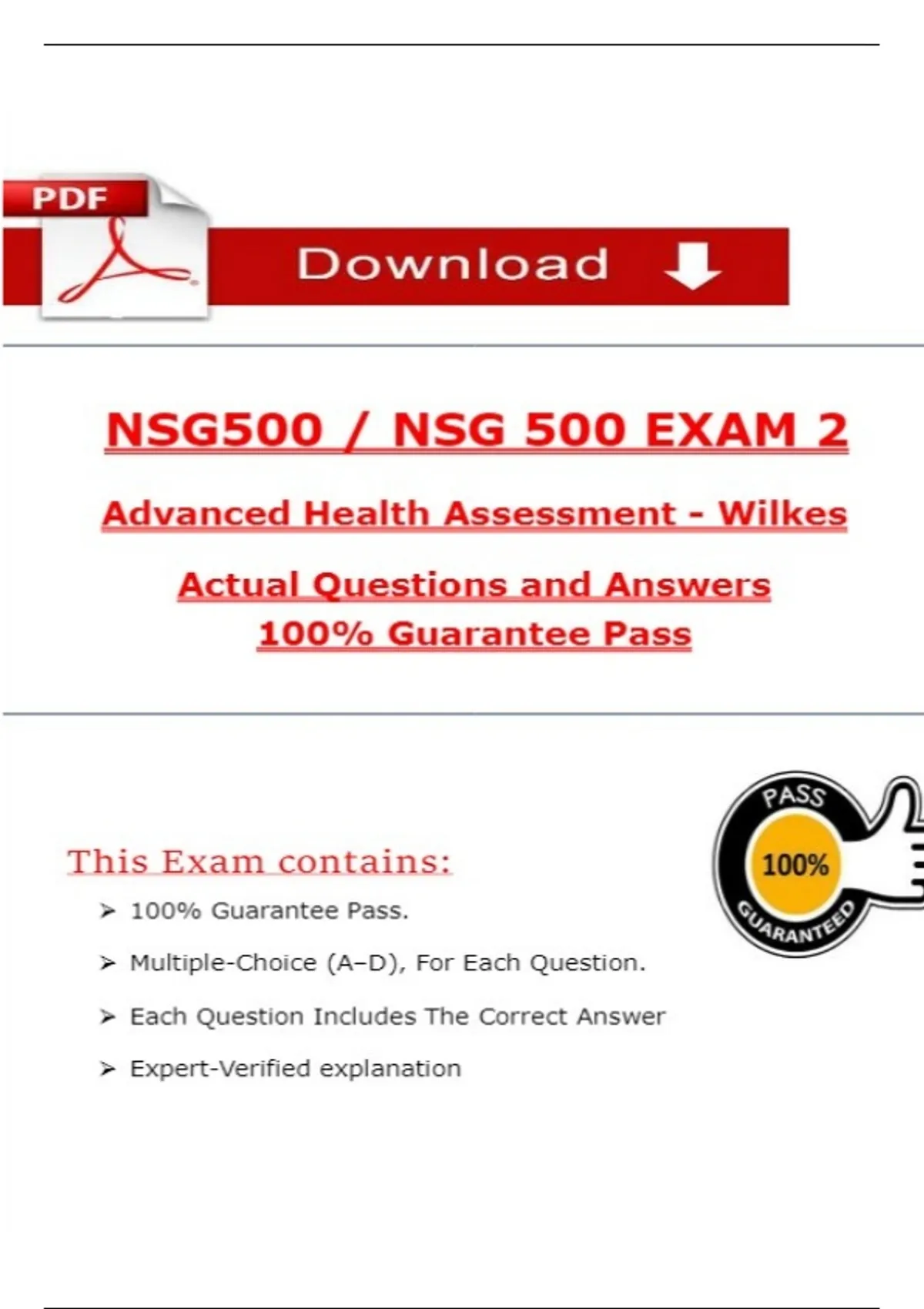 NSG500 / NSG 500 Exam 2 (Latest 2025 / 2026) Actual Qs & Ans to Pass ...