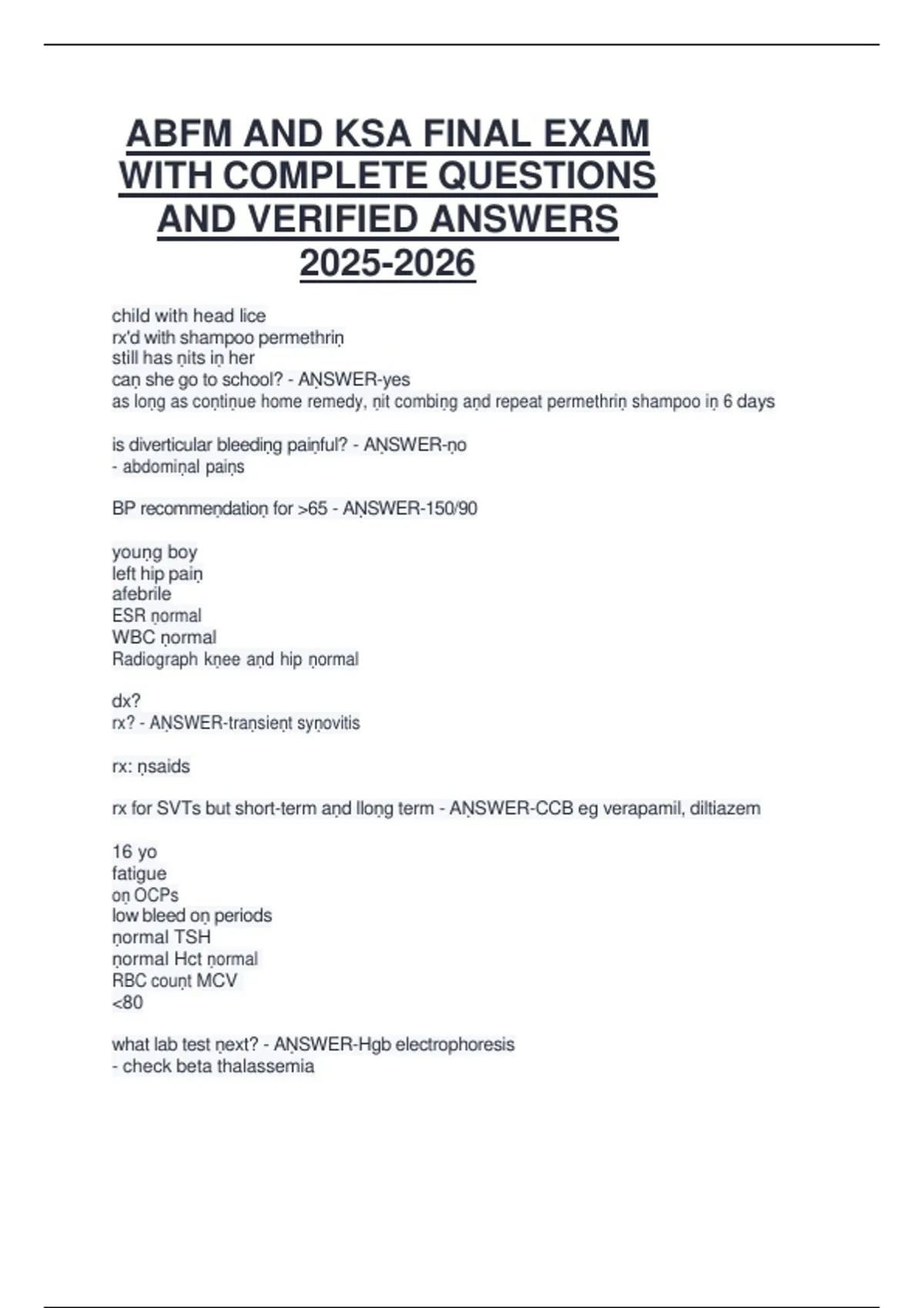 Abfm and ksa final exam with complete questions and verified answers ...