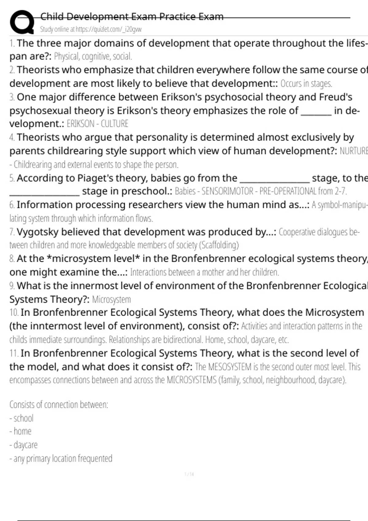 Child Development Exam Practice Exam Exam Questions and Answers 100% ...