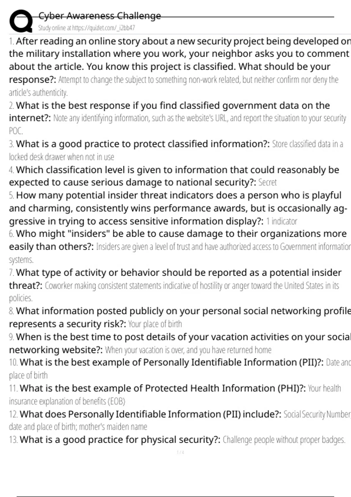 Cyber Awareness Challenge Exam Questions and Answers 100% Pass |Already ...