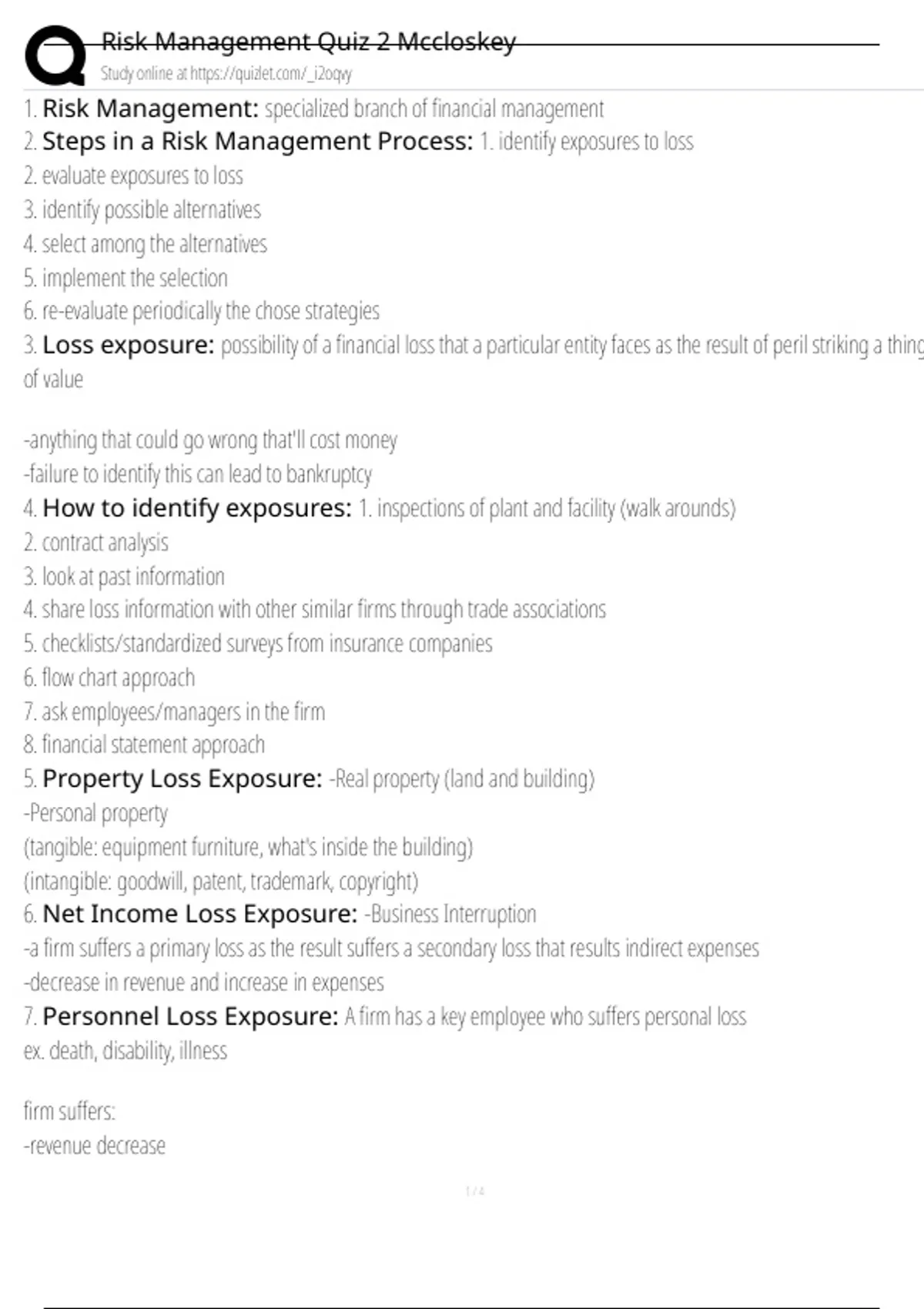 Risk Management Quiz 2 Mccloskey Exam Questions and Answers 100% Pass ...