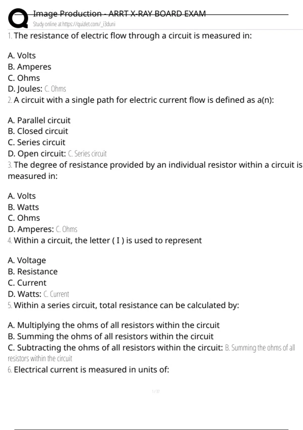 Image Production - ARRT X-RAY BOARD EXAM Exam Questions and Answers 100 ...