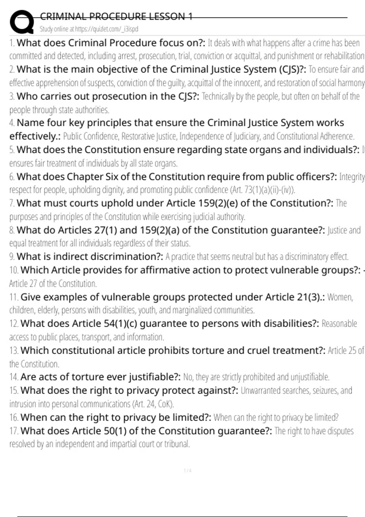 CRIMINAL PROCEDURE LESSON 1 Exam Questions and Answers 100% Pass ...