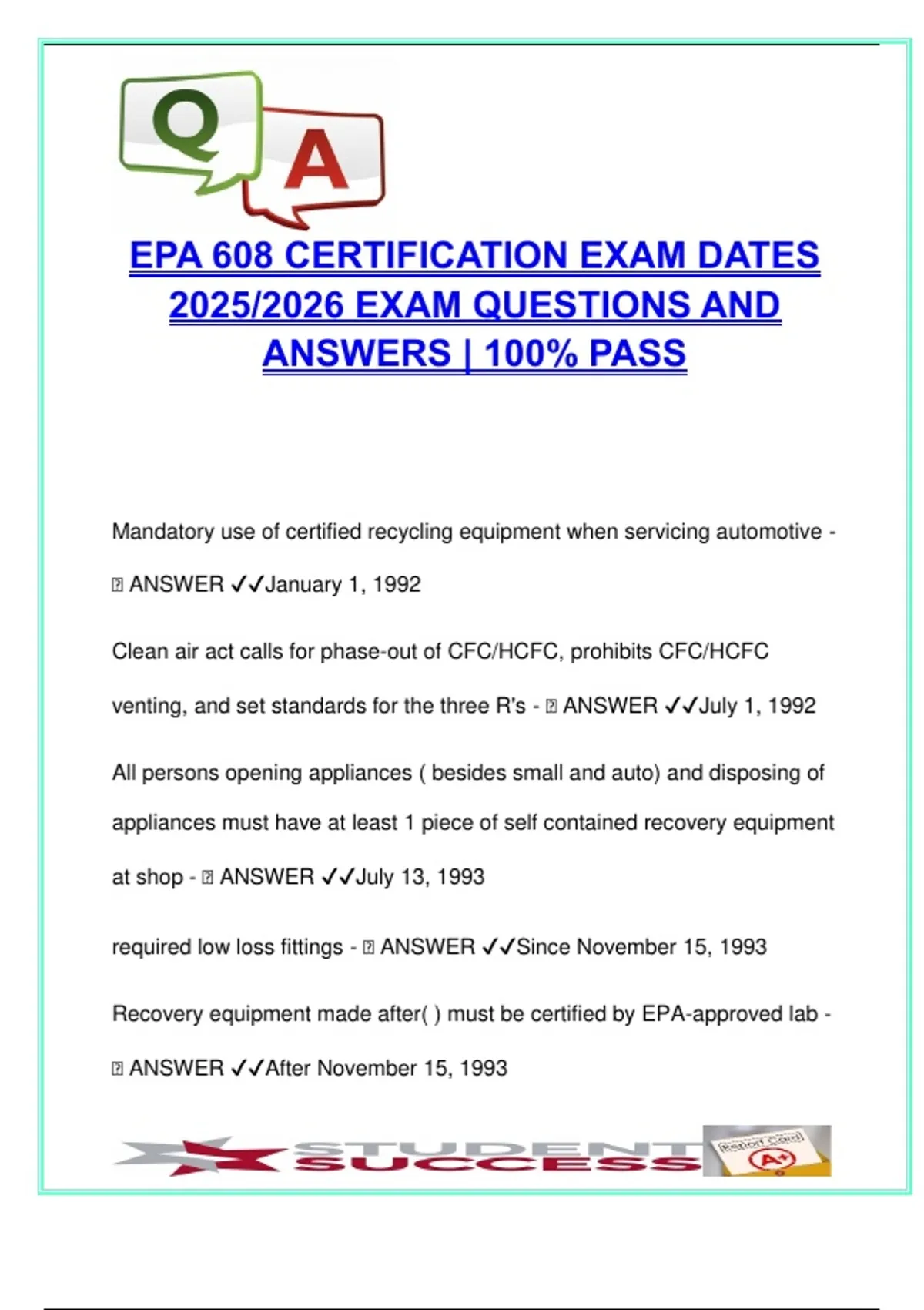 EPA 608 Certification Exam Dates & Regulatory Milestones (2025/2026 ...