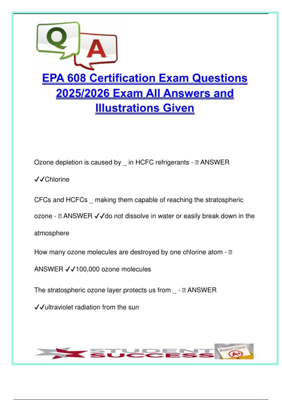 EPA 608 Certification Exam Q&A (2025/2026) – 150+ Practice Questions ...