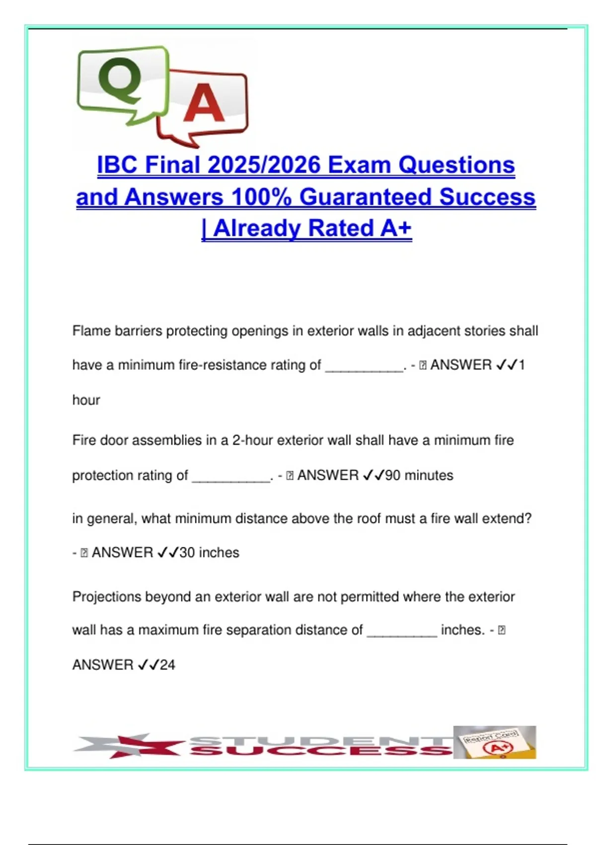 IBC Final Exam Q&A (2025/2026) – 150+ Practice Questions | Fire ...