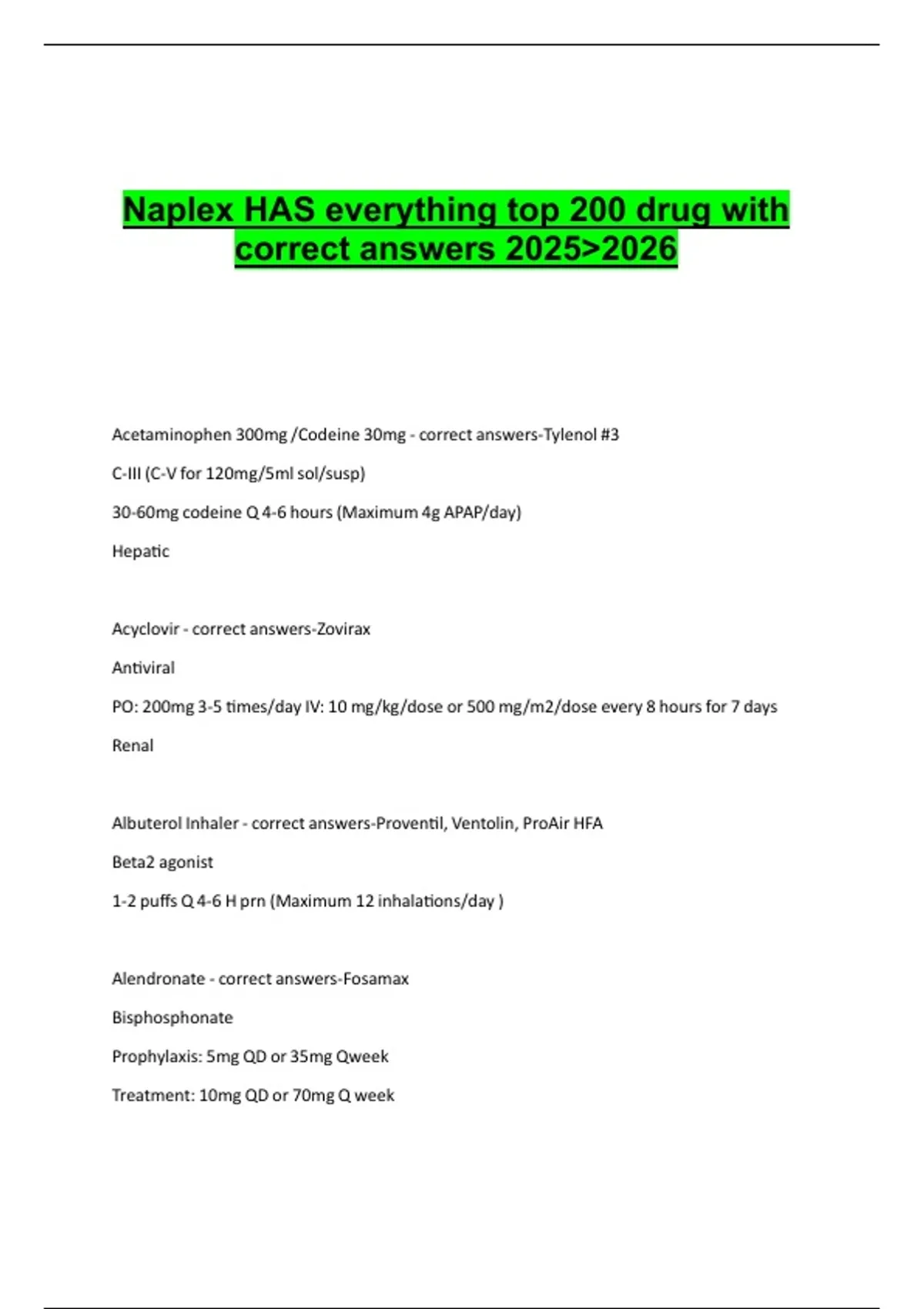 Naplex HAS everything top 200 drug with correct answers 20252026 ...