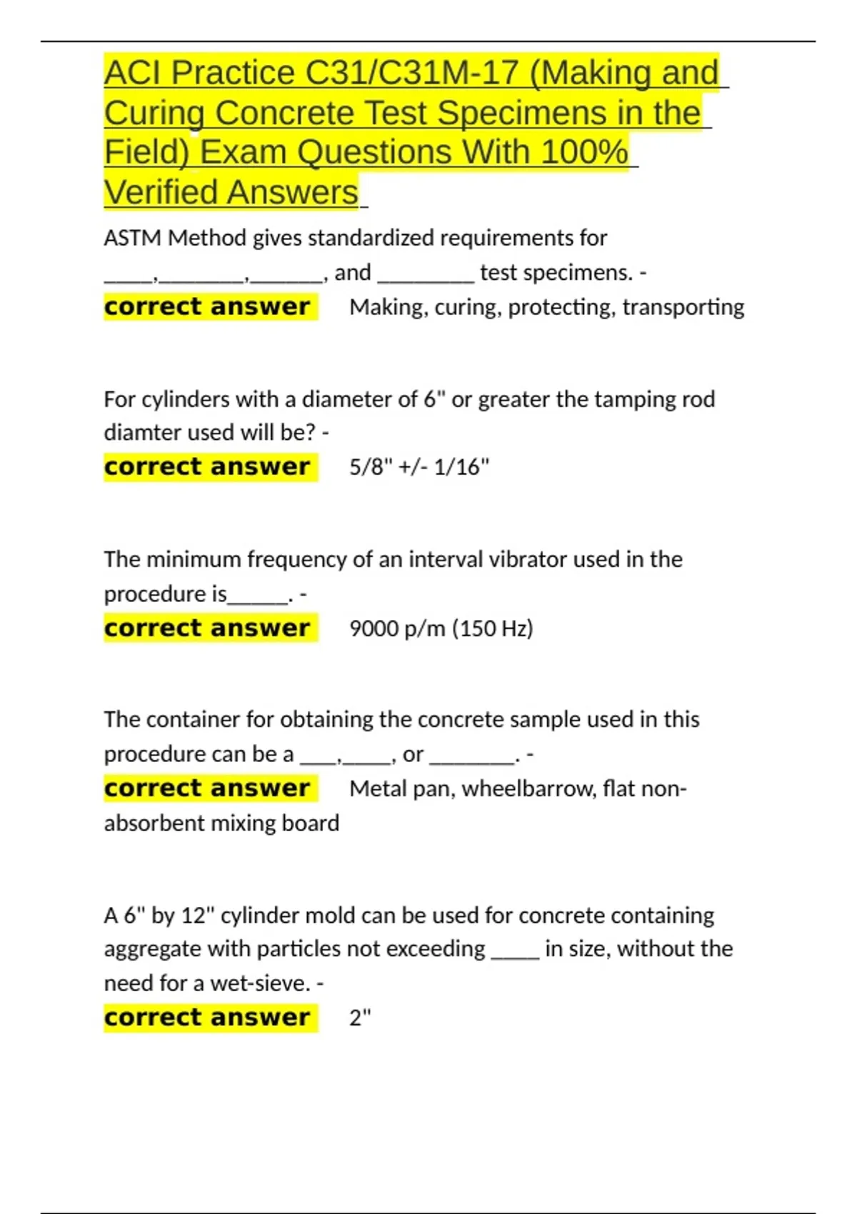 ACI Practice C31 C31M-17 (Making and Curing Concrete Test Specimens in ...