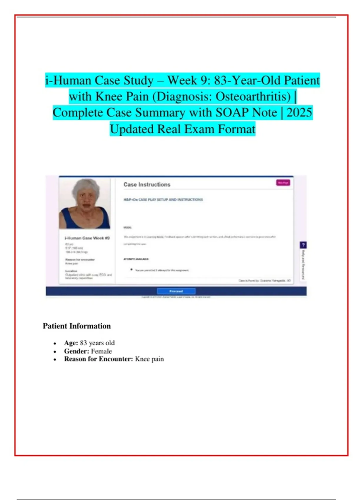 i-Human Case Study – Week 9: 83-Year-Old Patient with Knee Pain ...