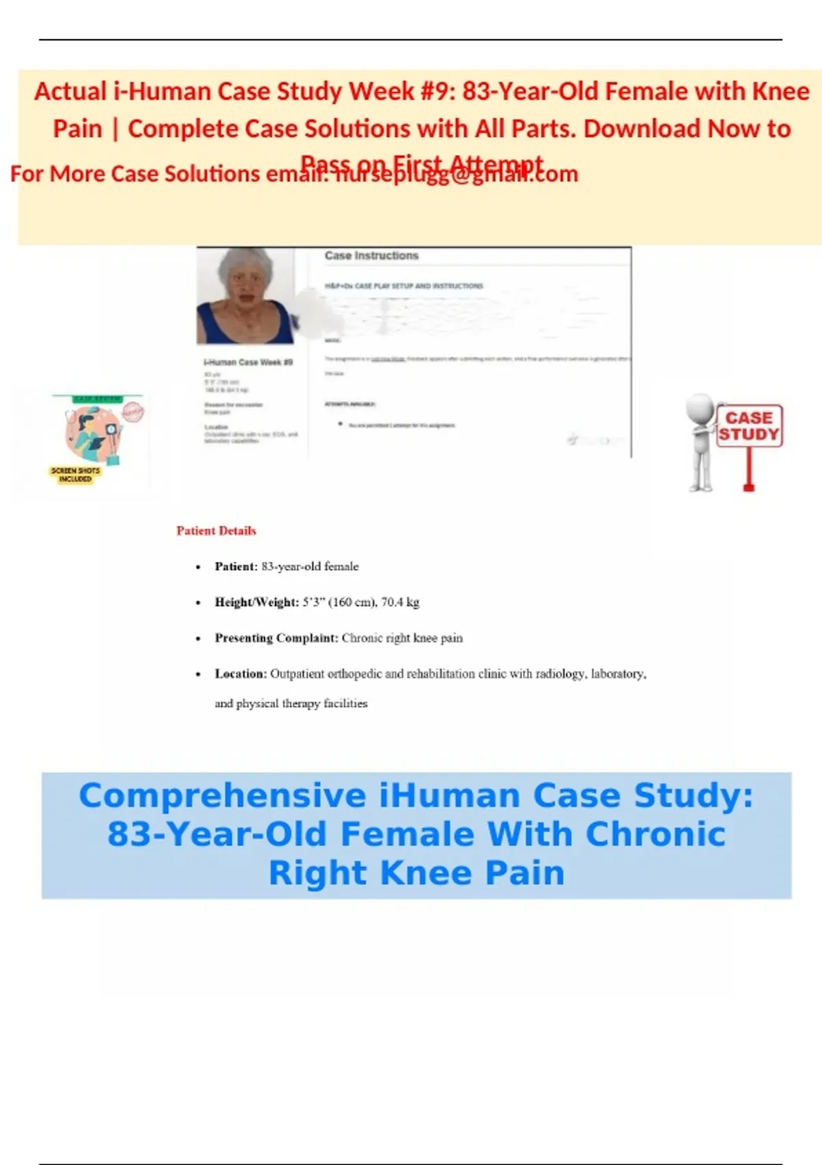 Comprehensive I-Human Case Study Week #9 | 83-Year-Old Female with Knee ...