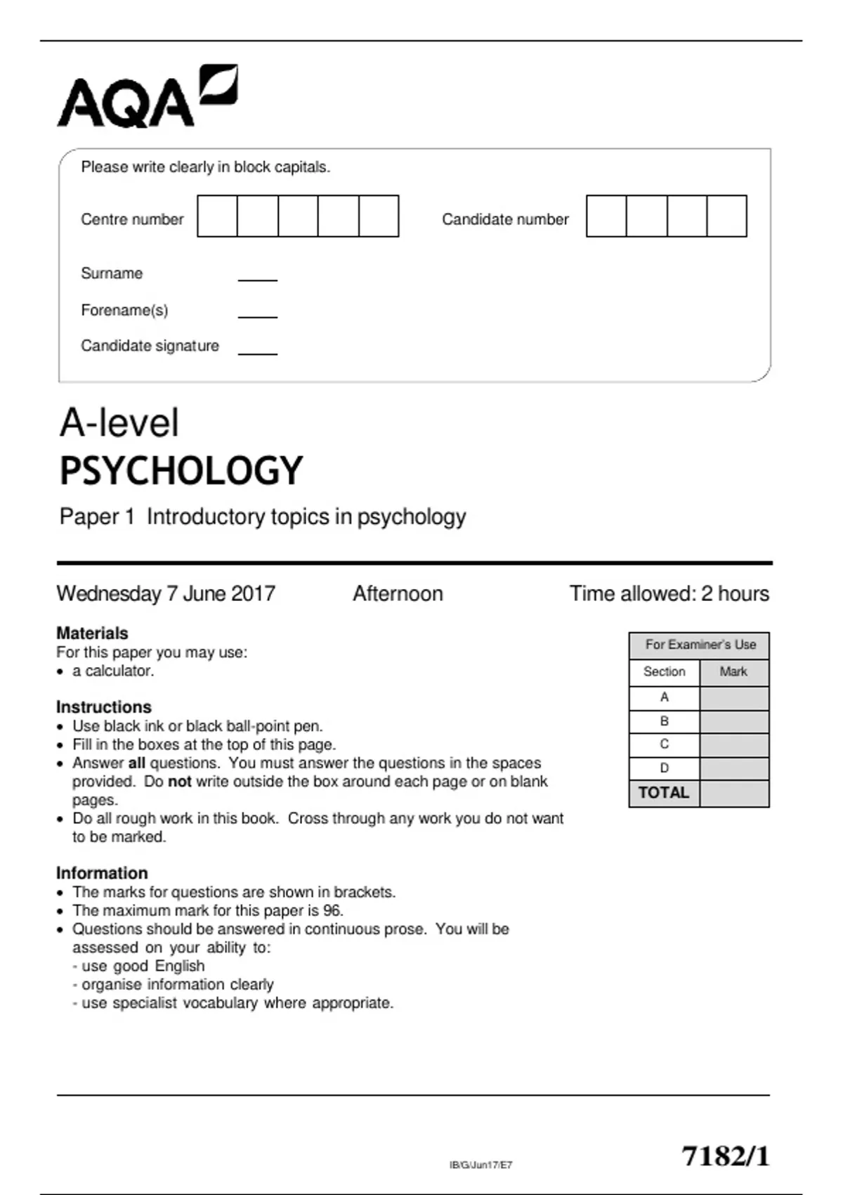 AQA A Level Psychology Paper 1 2026 | Introductory Topics Exam Pack A+ ...