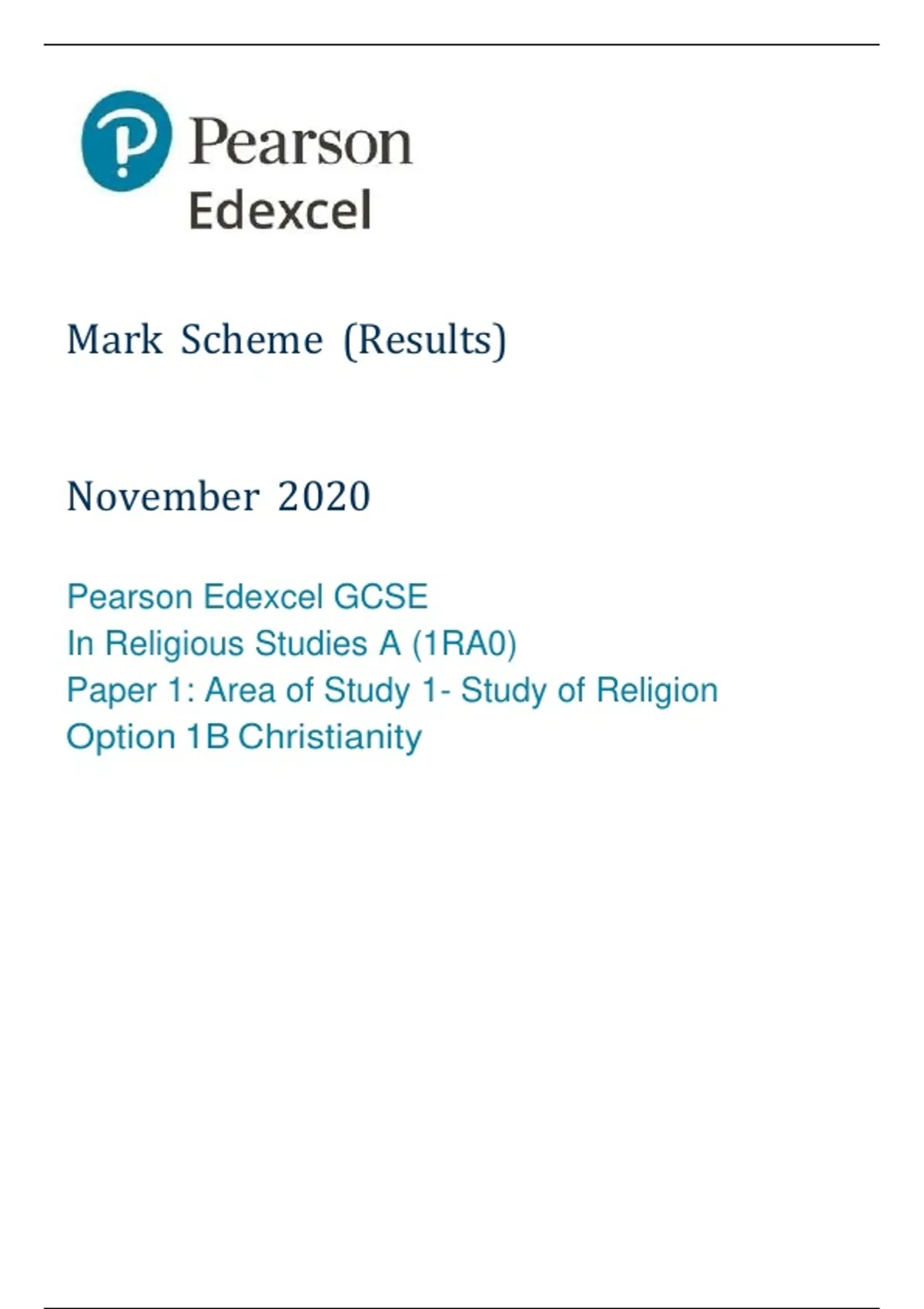 Edexcel GCSE Religious Studies A (1RA0) | Paper 1 Christianity Exam ...