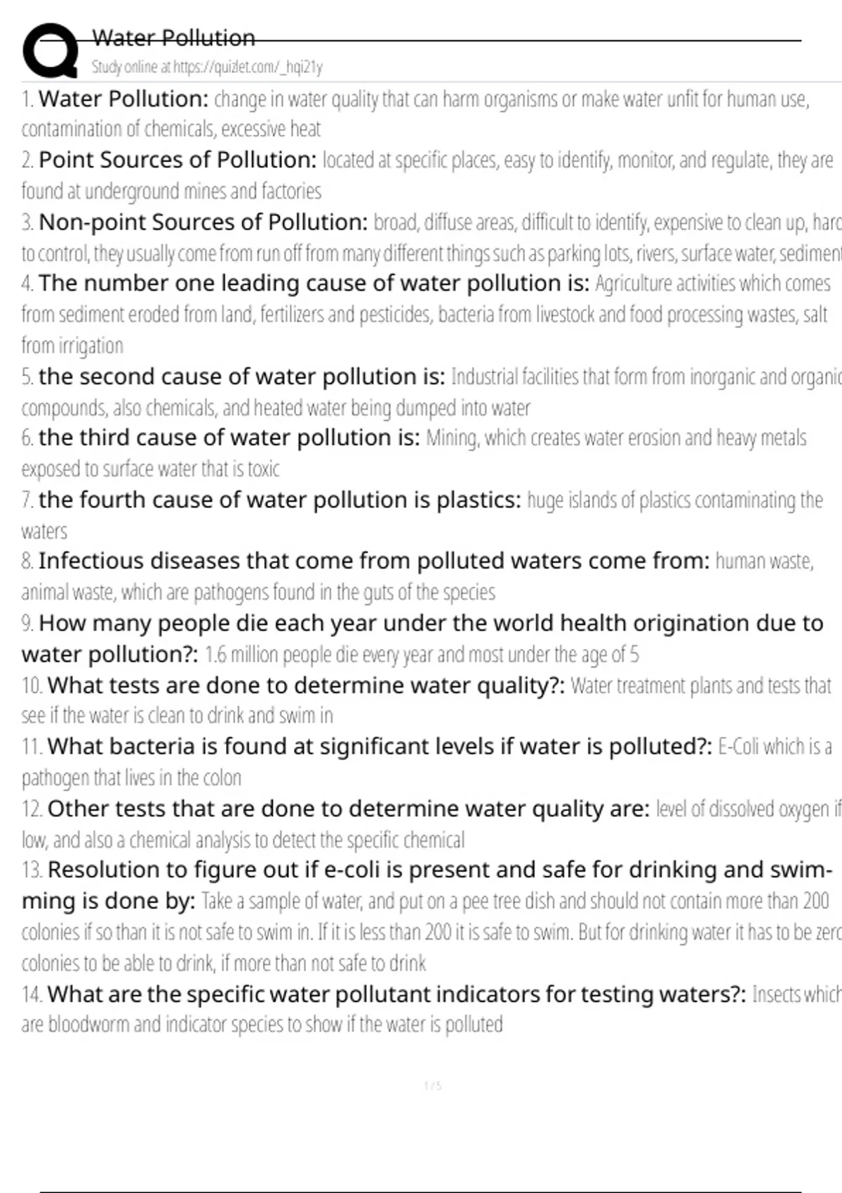 Water Pollution Exam Questions and Answers 100% Pass |Already Graded A+ ...