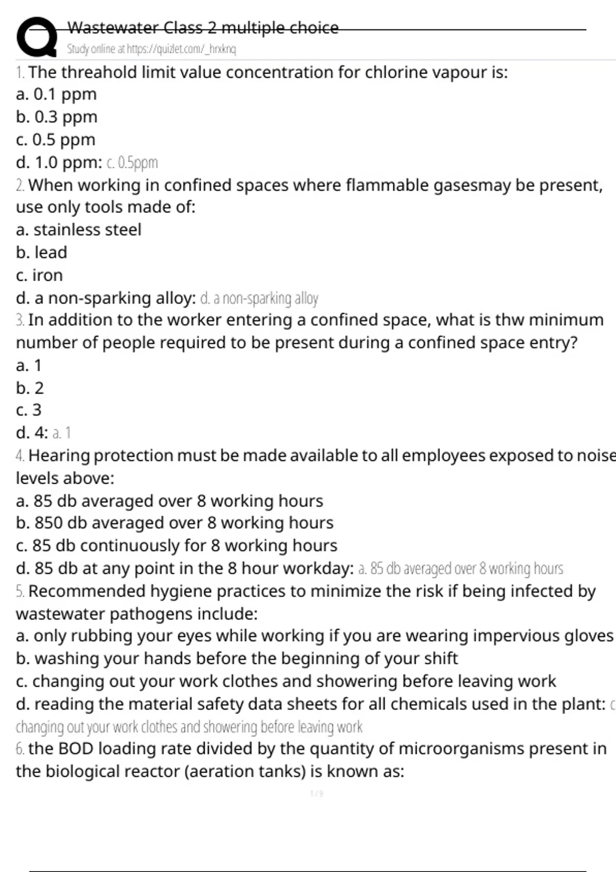 Wastewater Class 2 multiple choice Exam Questions and Answers 100% Pass ...