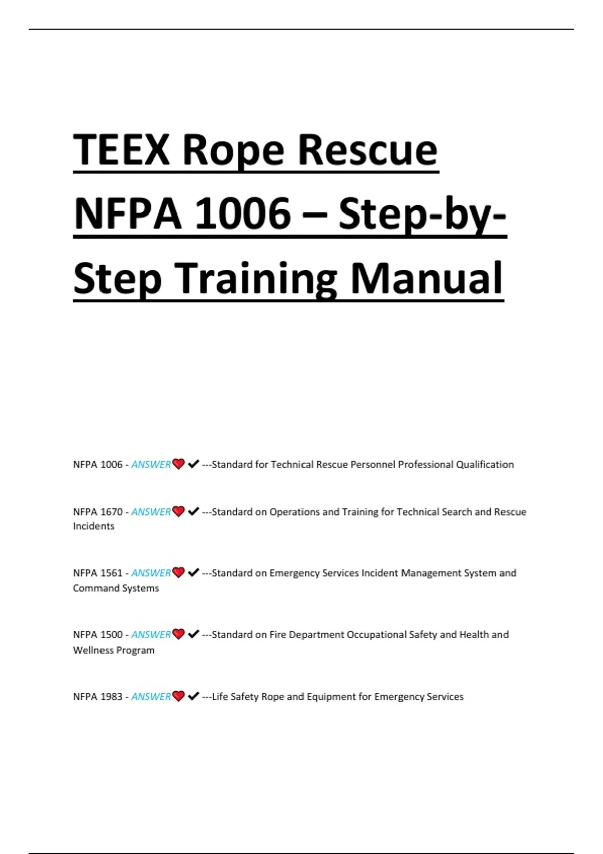 TEEX Rope Rescue – NFPA 1006 Step-by-Step Training Manual - OM 300 2 ...