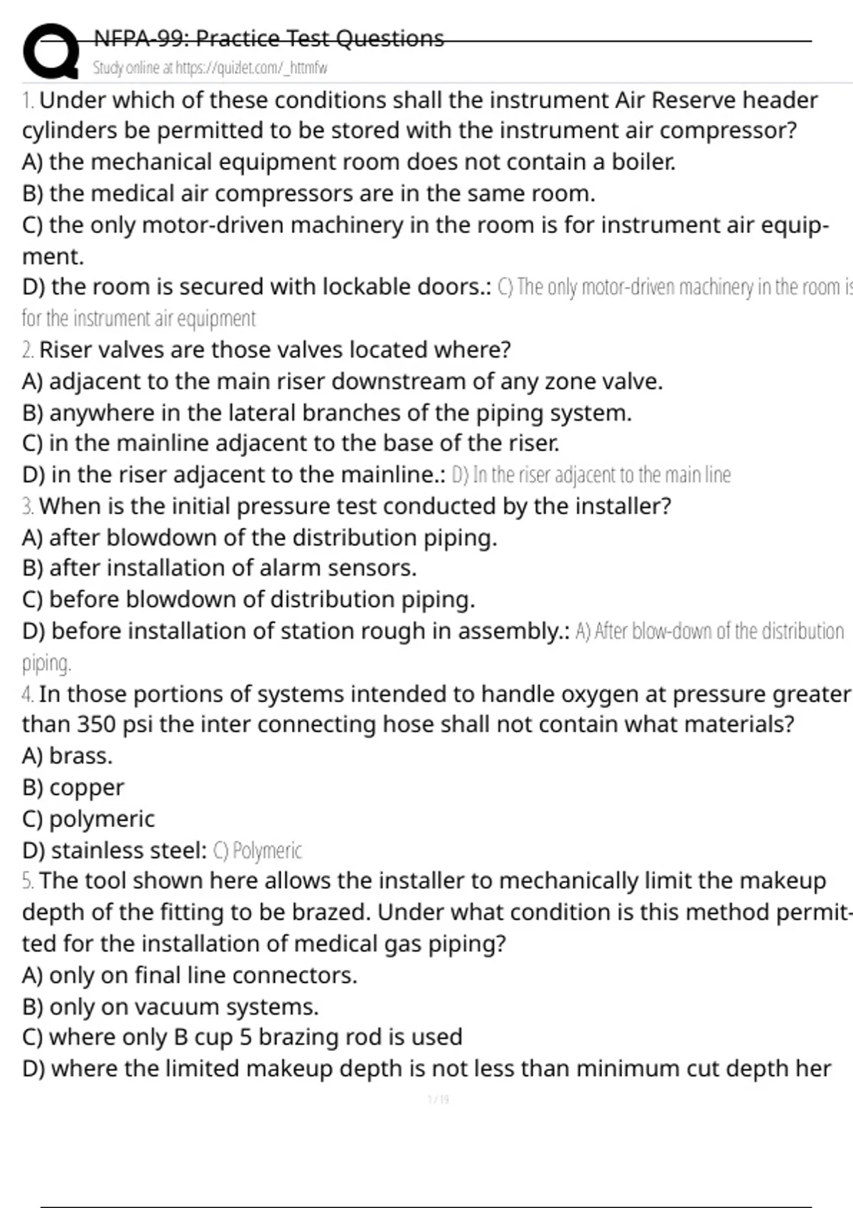 NFPA-99: Practice Test Questions Exam Questions and Answers 100% Pass ...