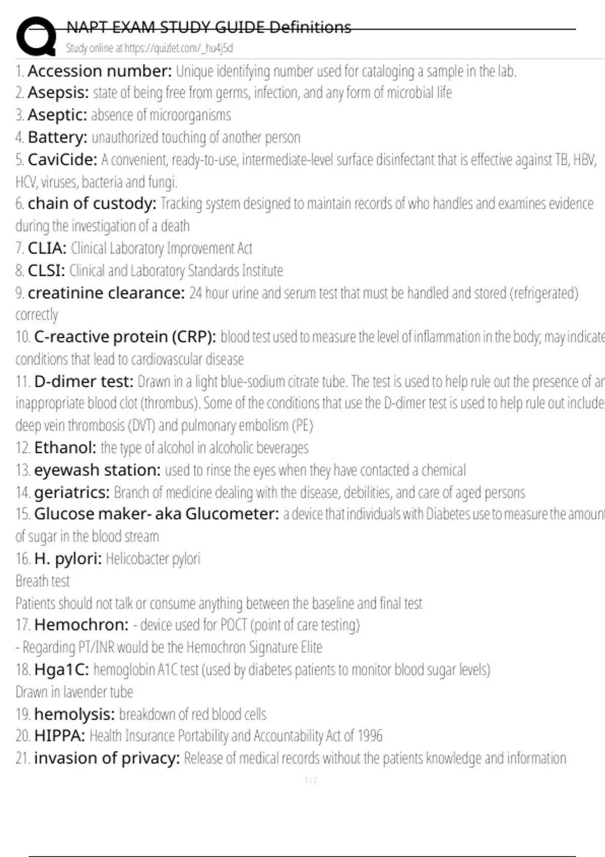 NAPT EXAM STUDY GUIDE Definitions Exam Questions and Answers 100% Pass ...
