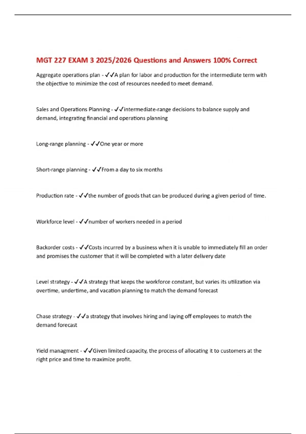 MGT 227 EXAM 3 2025/2026 Questions and Answers 100% Correct - MGT 227 ...