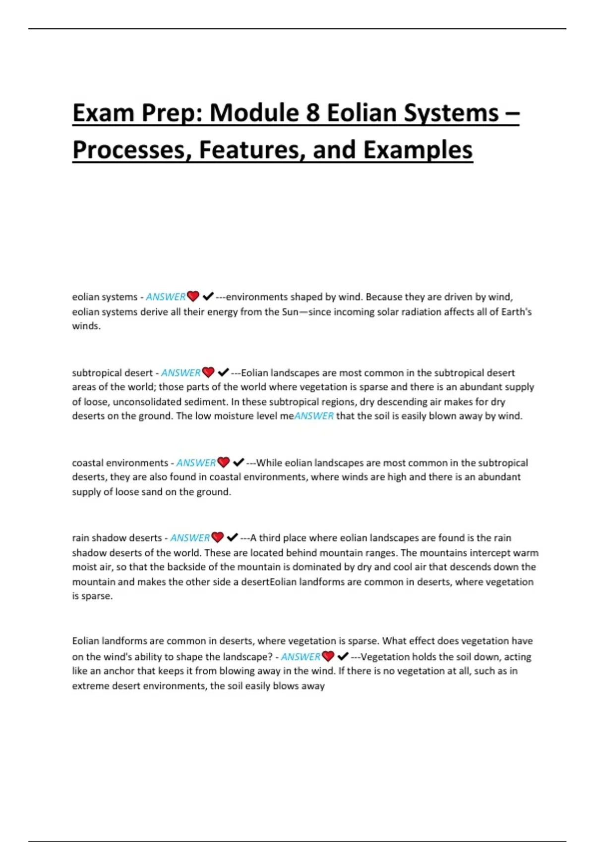 Exam Prep: Module 8 – Eolian Systems: Processes, Features, and Examples ...
