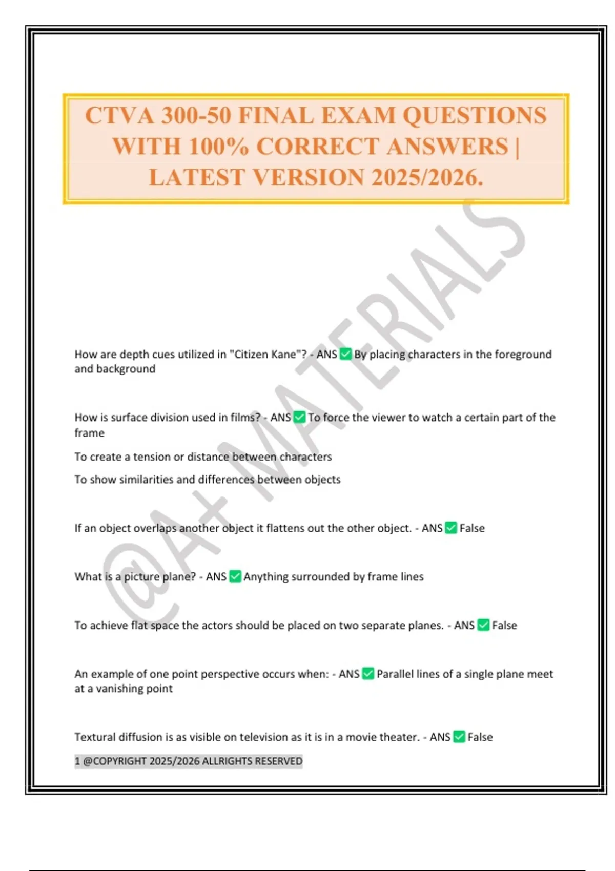 CTVA 300-50 FINAL EXAM QUESTIONS WITH 100% CORRECT ANSWERS | LATEST ...