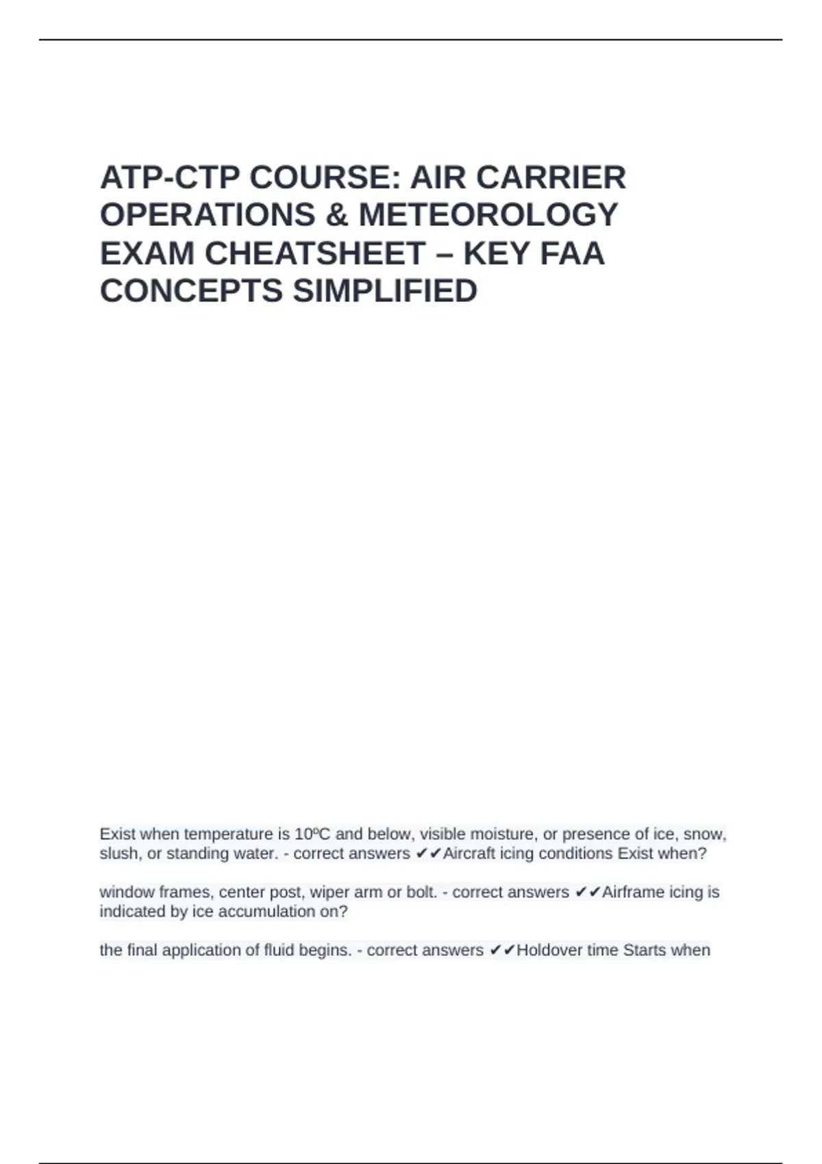 ATP-CTP COURSE AIR CARRIER OPERATIONS & METEOROLOGY EXAM CHEATSHEET ...