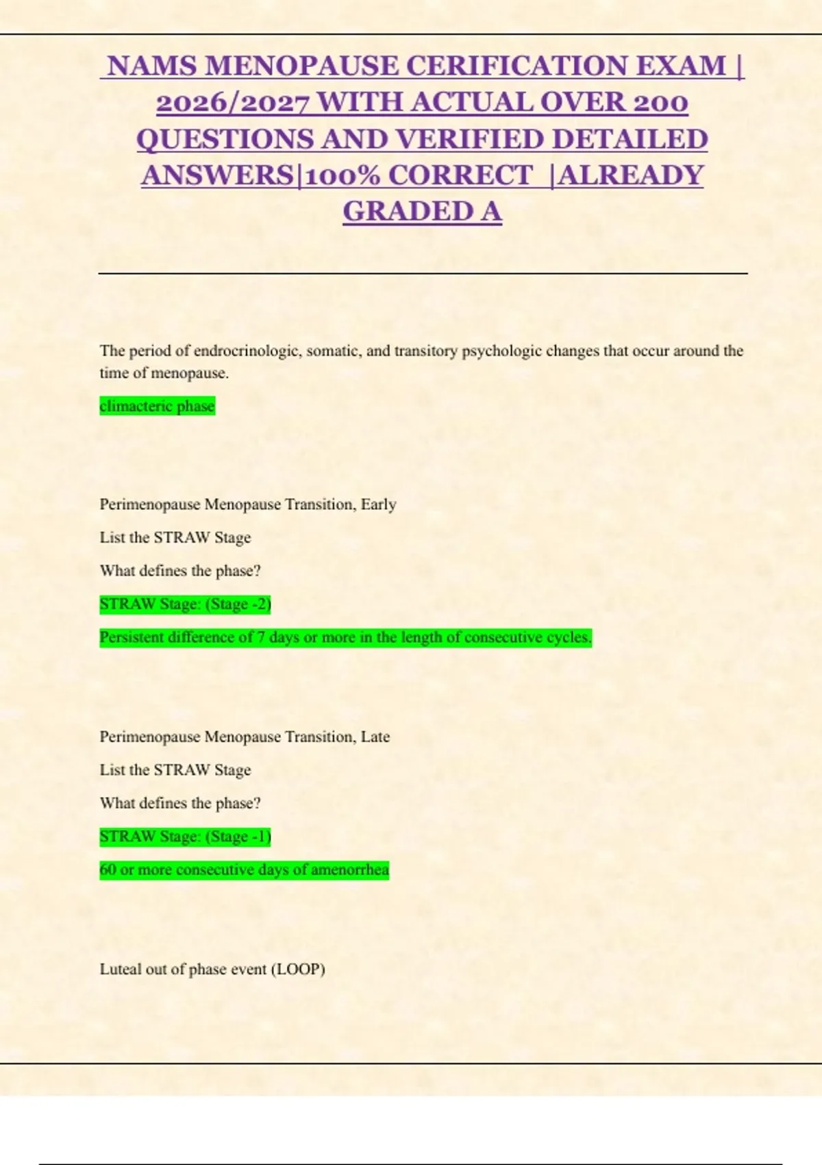 NAMS Menopause Certification Study Pack (2026–2027 Updates) | Verified ...