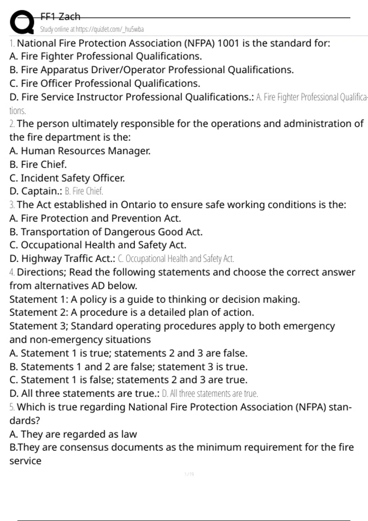 FF1 Zach Exam Questions and Answers 100% Pass |Already Graded A+ ...