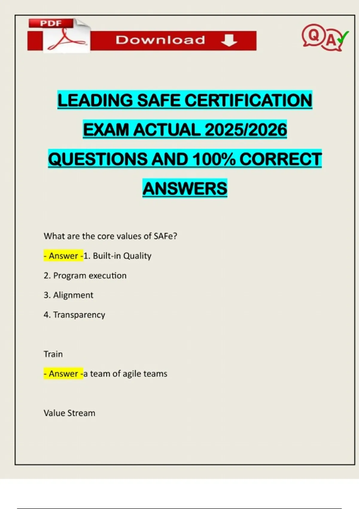 LEADING SAFE CERTIFICATION EXAM ACTUAL 2025/2026 QUESTIONS AND 100% ...