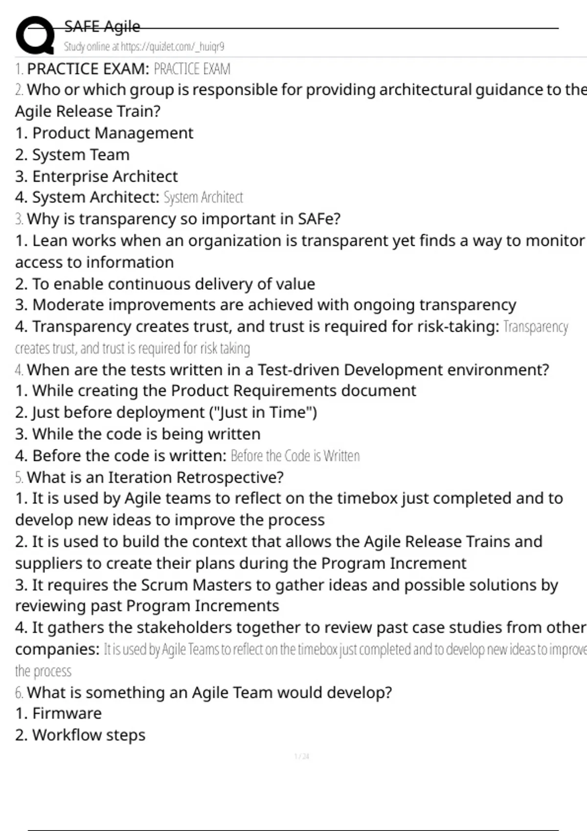 SAFE Agile Exam Questions and Answers 100% Pass |Already Graded A+ ...