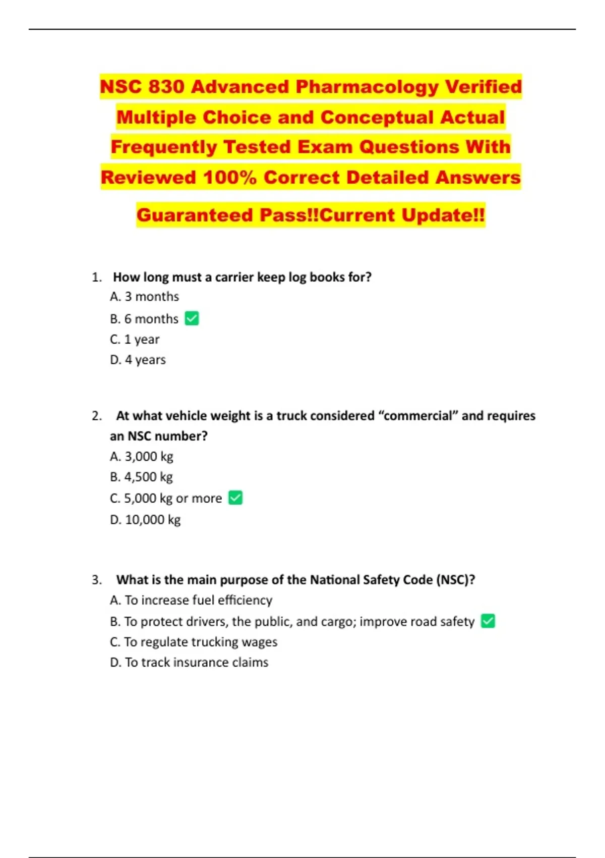 NSC 830 Advanced Pharmacology Verified Multiple Choice and Conceptual ...