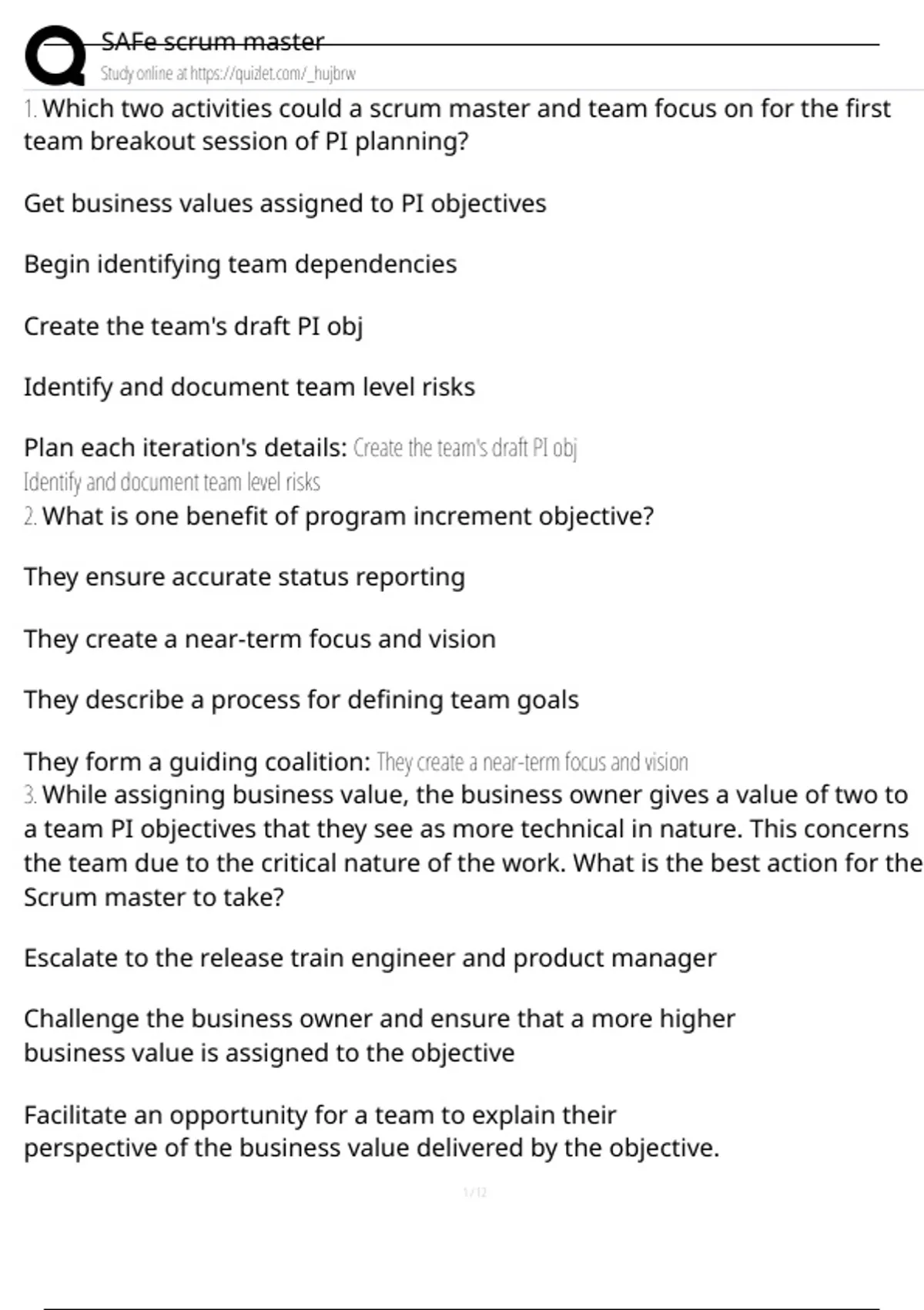 SAFe scrum master Exam Questions and Answers 100% Pass |Already Graded ...