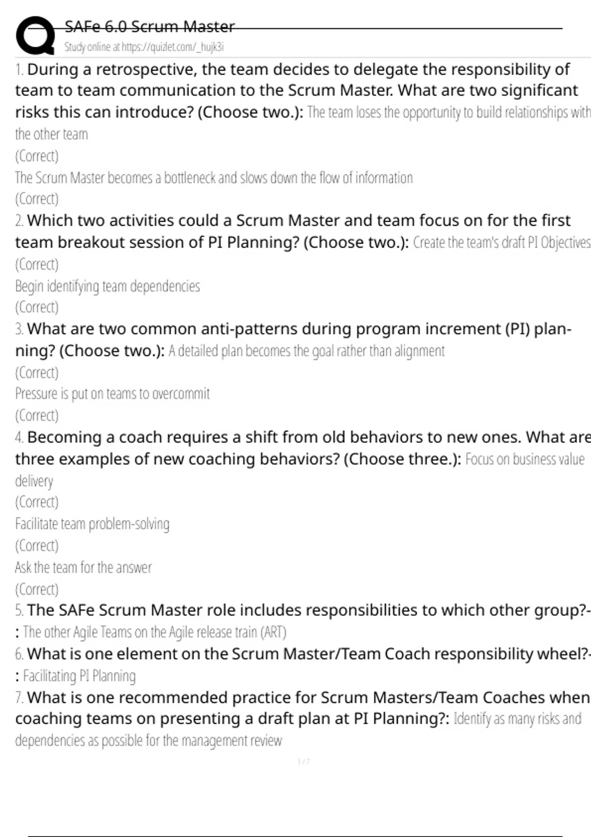 SAFe 6.0 Scrum Master Exam Questions and Answers 100% Pass |Already ...