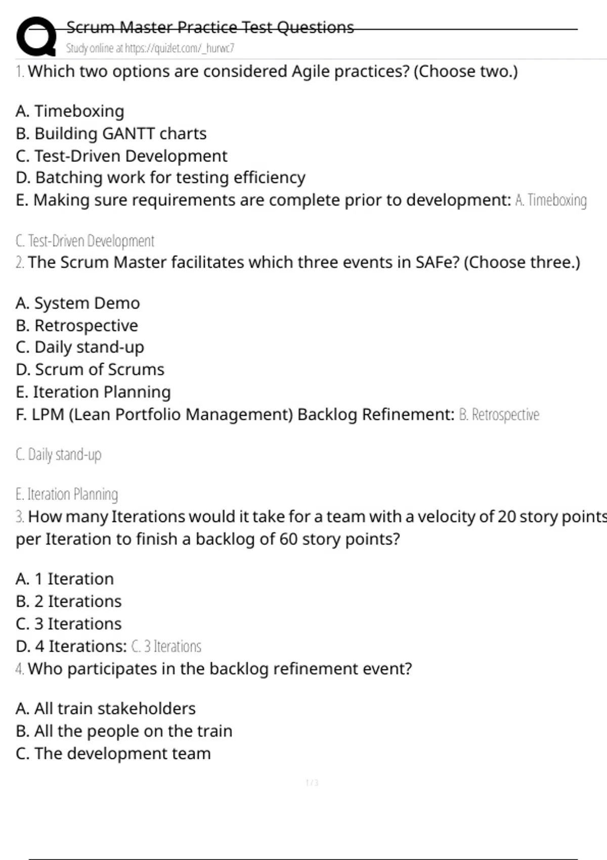 Scrum Master Practice Test Questions Exam Questions and Answers 100% ...